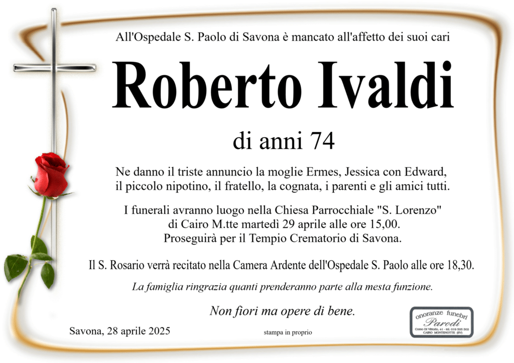 Annunci funebri e Necrologi - Onoranze Funebri Parodi a Cairo Montenotte